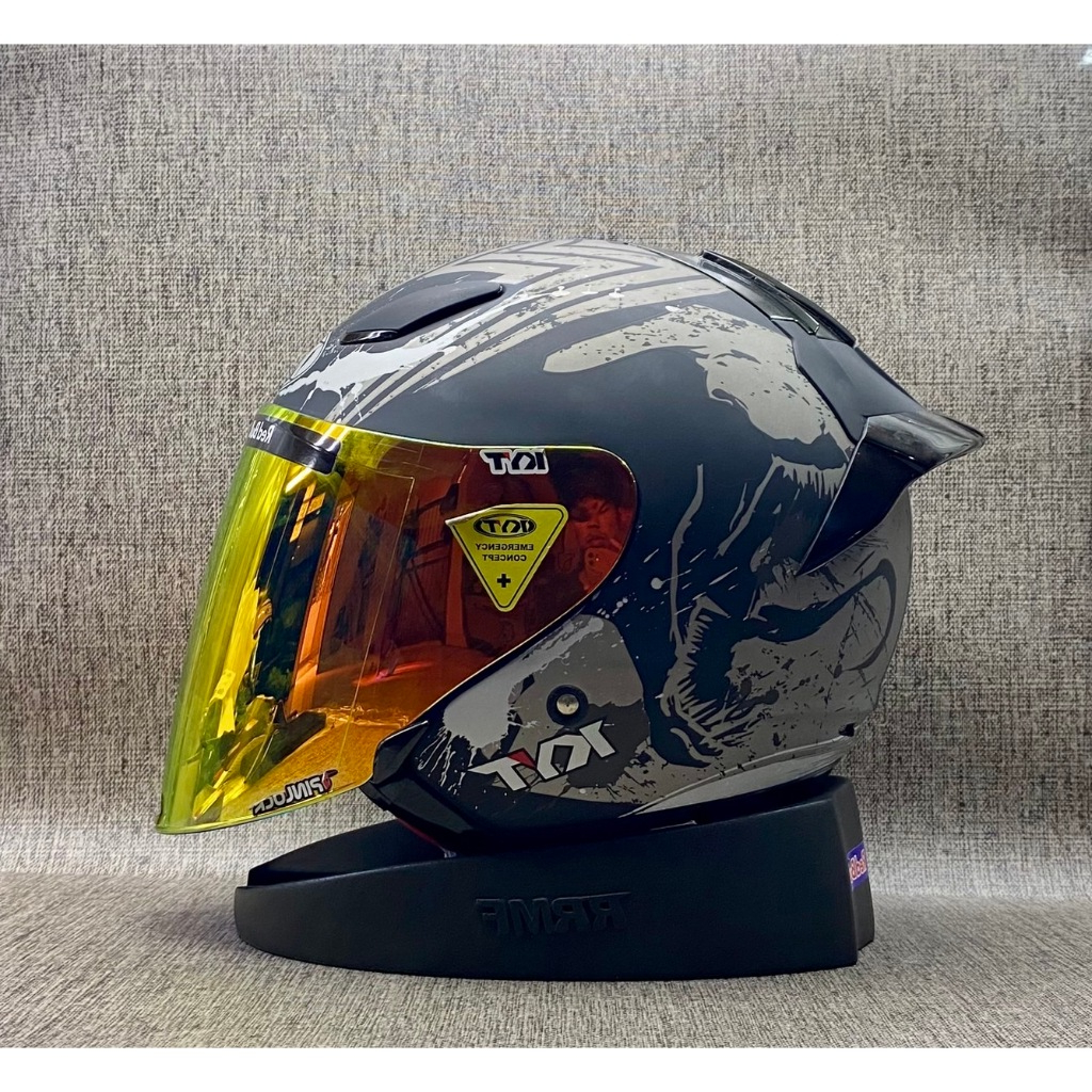 KYT DJ Maru Venom Black Doff/Silver || Handsome Half Face Single Visor ...