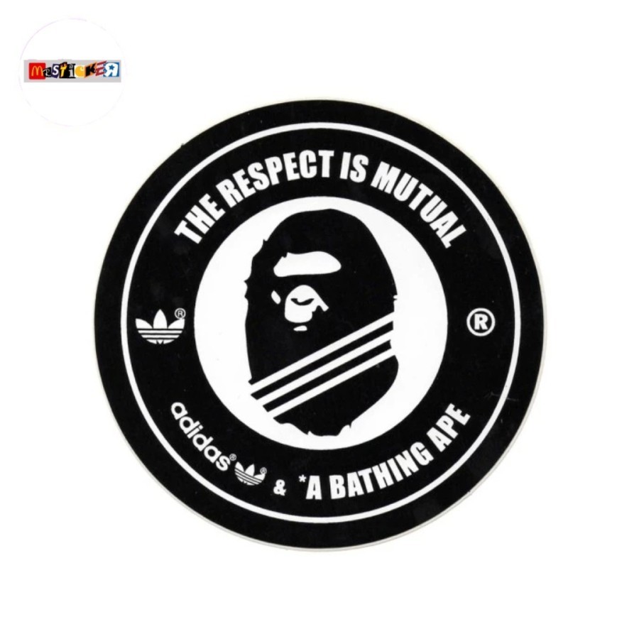 Adidas x a bathing ape bape logo rounded streetwear sticker | Shopee ...