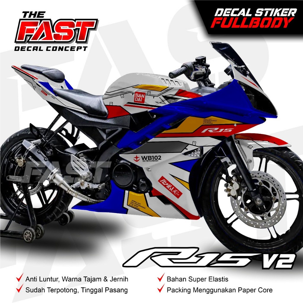 Decal Yamaha R15 V2 Full Body Sticker R15 V2 Full Body Racing Striping ...