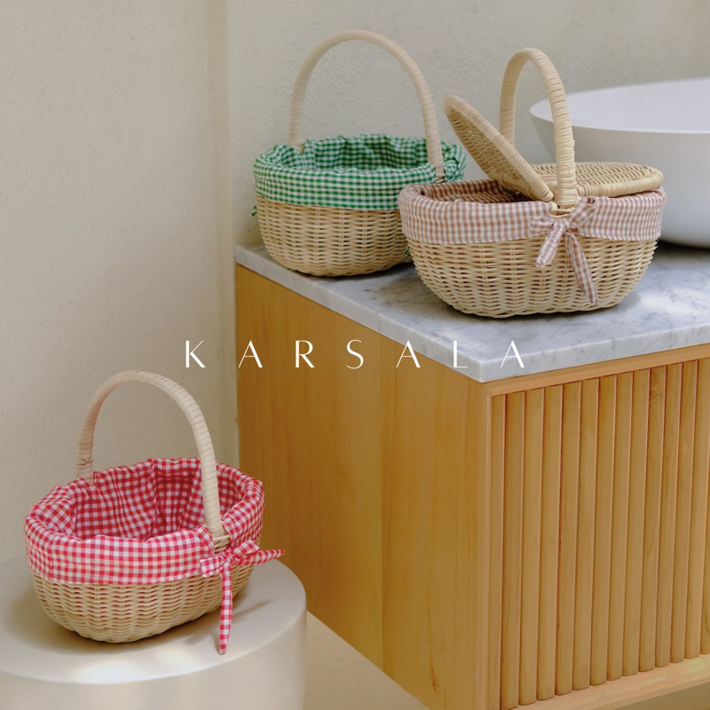 KARSALA Kaluna Wicker Rattan Picnic Basket | Rattan Woven Aesthetic ...