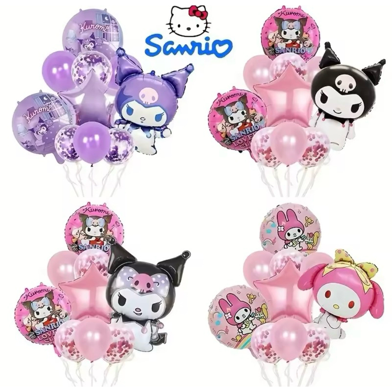 Sanrio KUROMI MELODY CONFETTI LATEX STAR BALLOON PACKAGE | Shopee Singapore