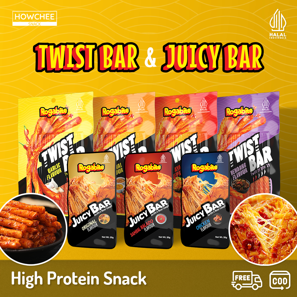Howcheesnack [HALAL] Juicy Bar & Twist Bar High Protein Snack High ...