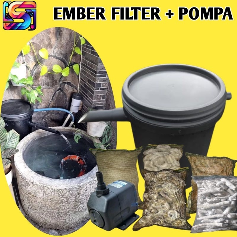 The koi pond filter bucket already with a water filter pump | Shopee ...