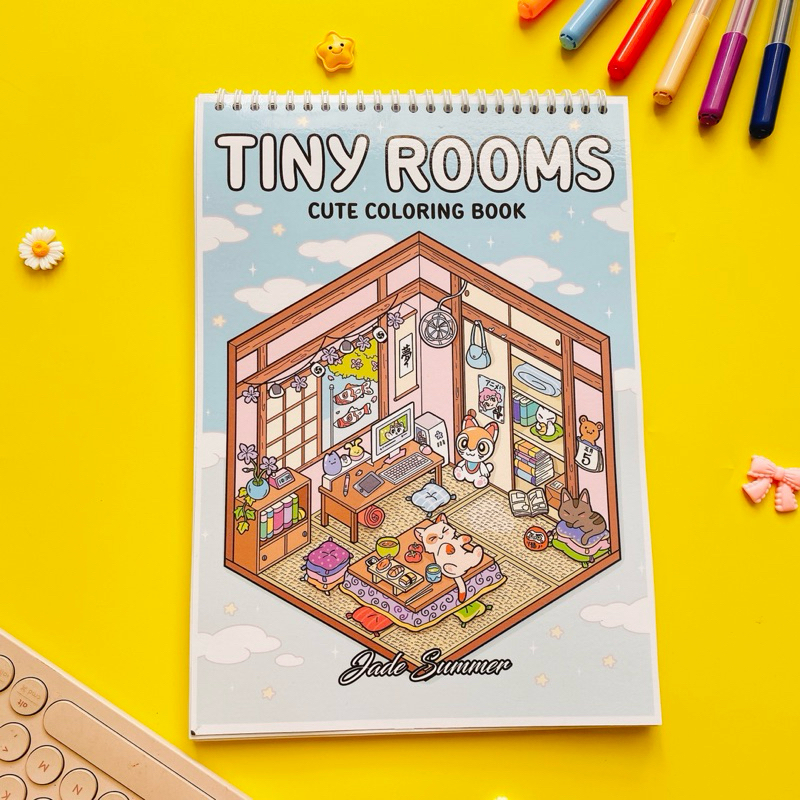 Tiny Rooms Cute Coloring Book For Adult And Kids - Room Theme Coloring ...