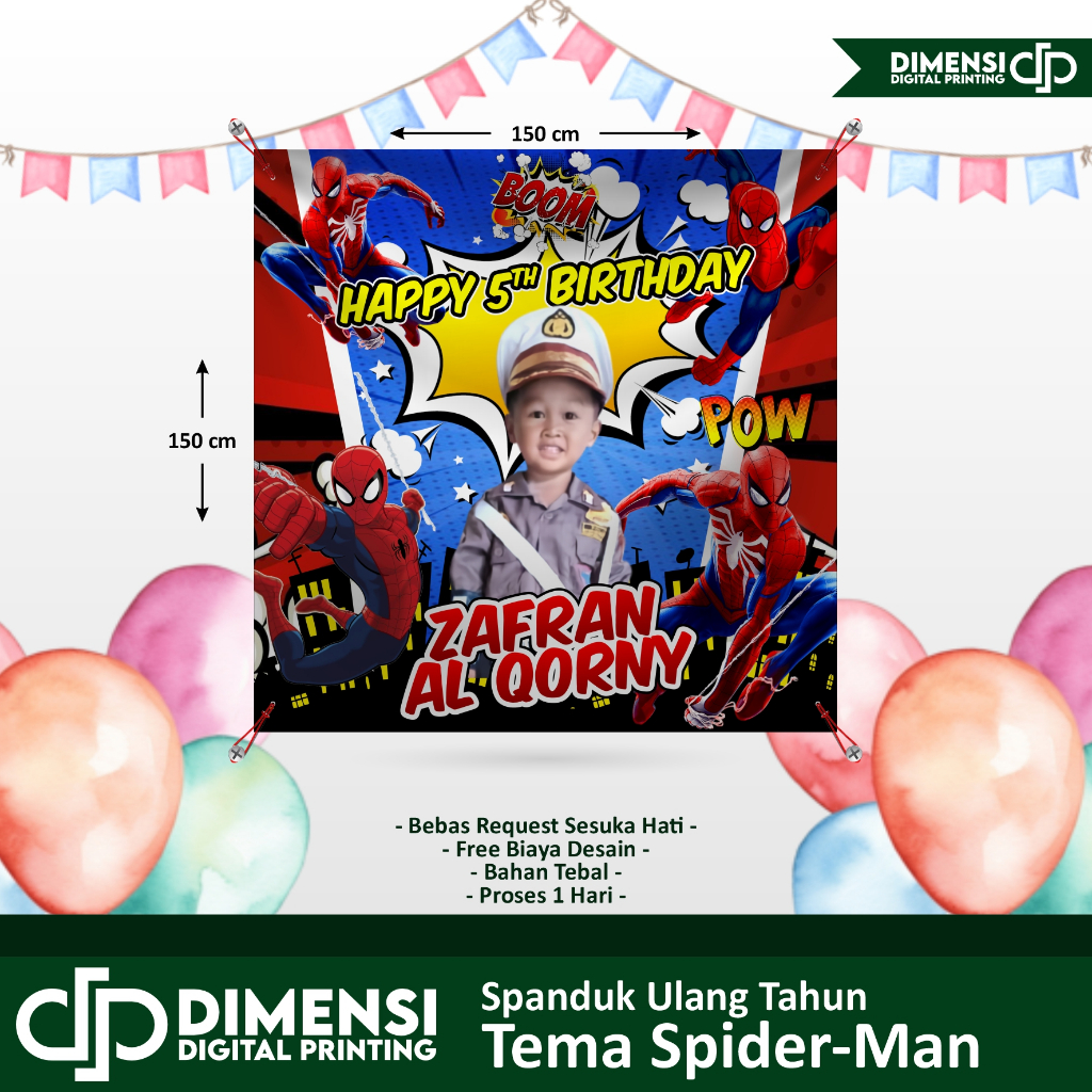 SPIDERMAN THEME CHILDREN'S BIRTHDAY BANNER / SPIDERMAN BIRTHDAY BANNER ...
