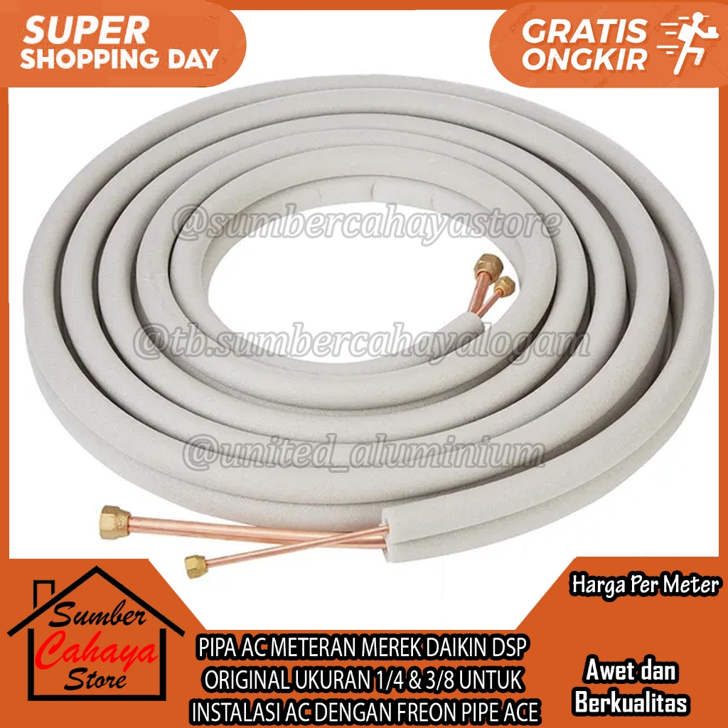 DAIKIN BRAND METER AC PIPE SIZE 1/4 & 3/8 FOR AC INSTALLATION WITH ...