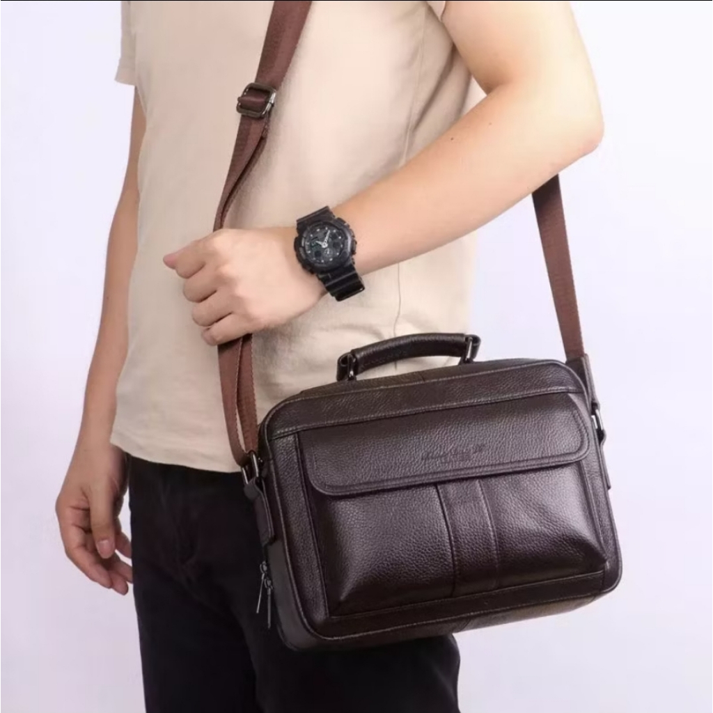 Xiao Duo Li 1651 Imported Leather Men's Sling Bag Work Bag (Free ...