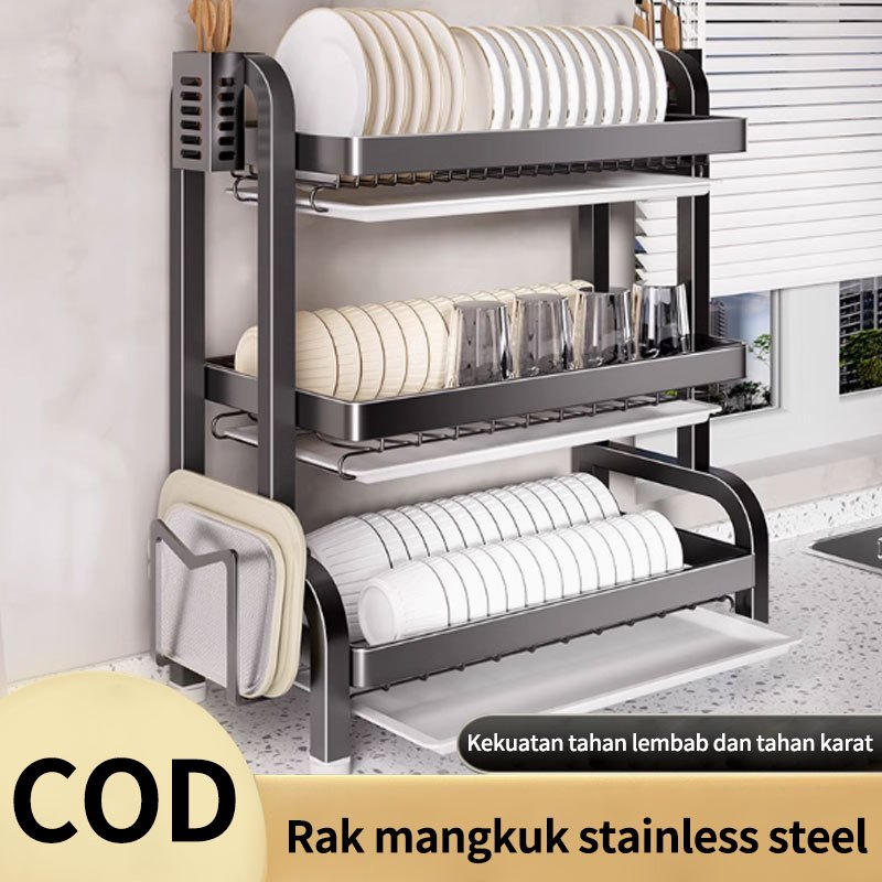 Sus304 Dish Washing Rack Stenlis Dish Drying Minimalist Kitchen Sink ...