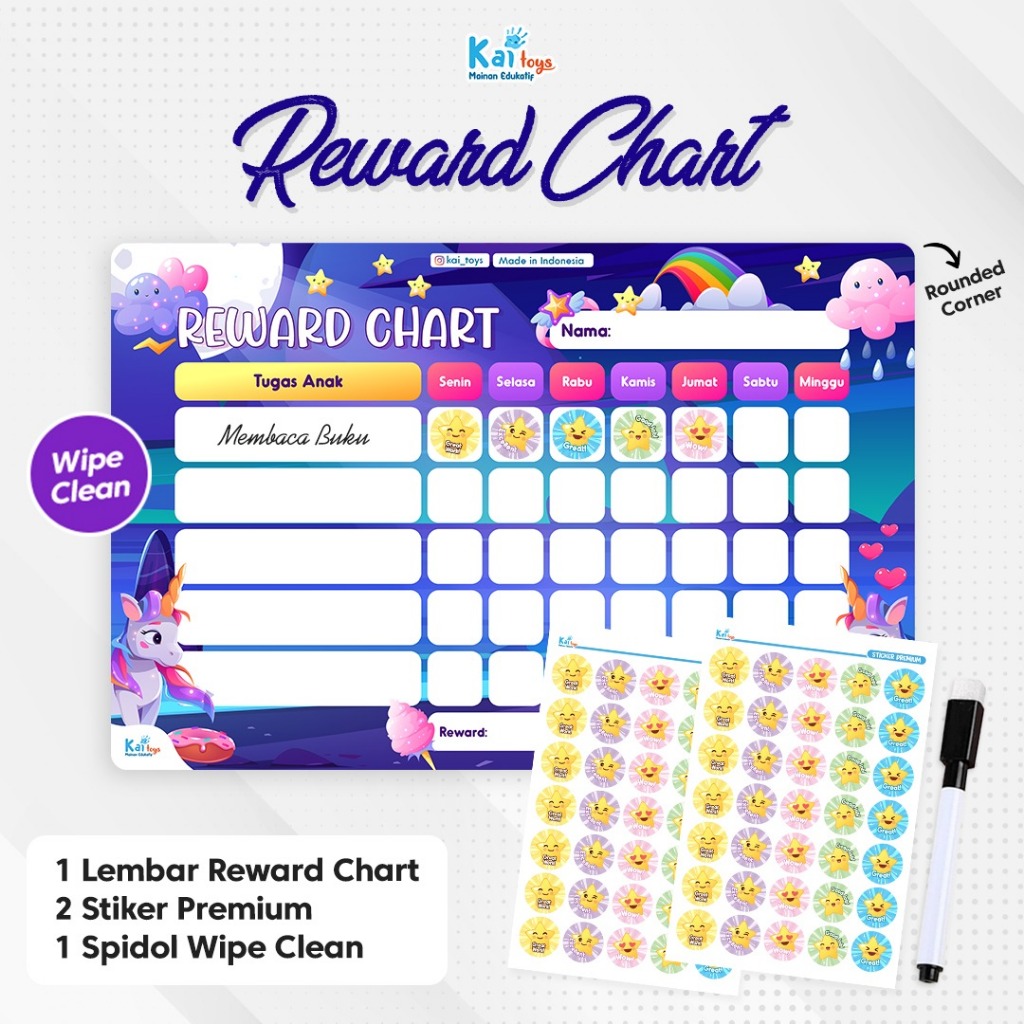 Children's Reward Chart + Bonus Wipe Clean Markers and 2 Premium ...