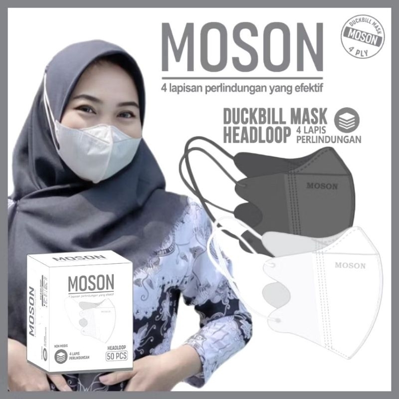 PUTIH HITAM Duckbill Dukbil Dakbil Hijab Headloop Mison Mask White Black 50 Pcs | Shopee Singapore