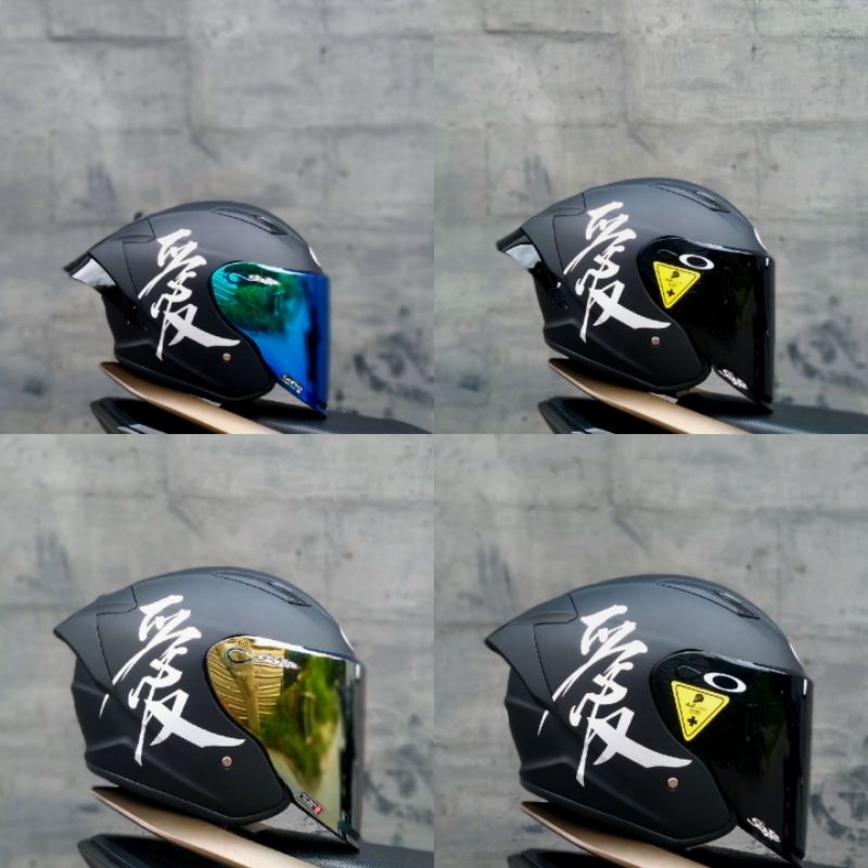 Nhk R1 MAX KANJI HELMET BLACK/SILVER DOP,PAKETGANTENG, DOBLE VISOR ...