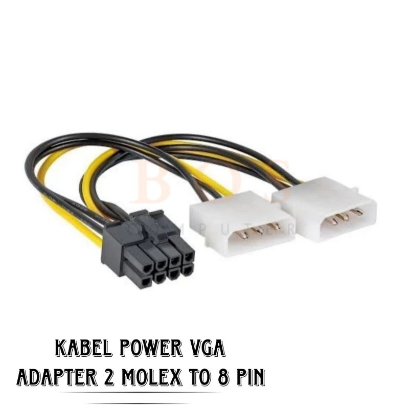 Vga POWER CABLE 8 PIN ADAPTER 2 MOLEX RO 8 PIN / 8 PIN PCIE | Shopee ...