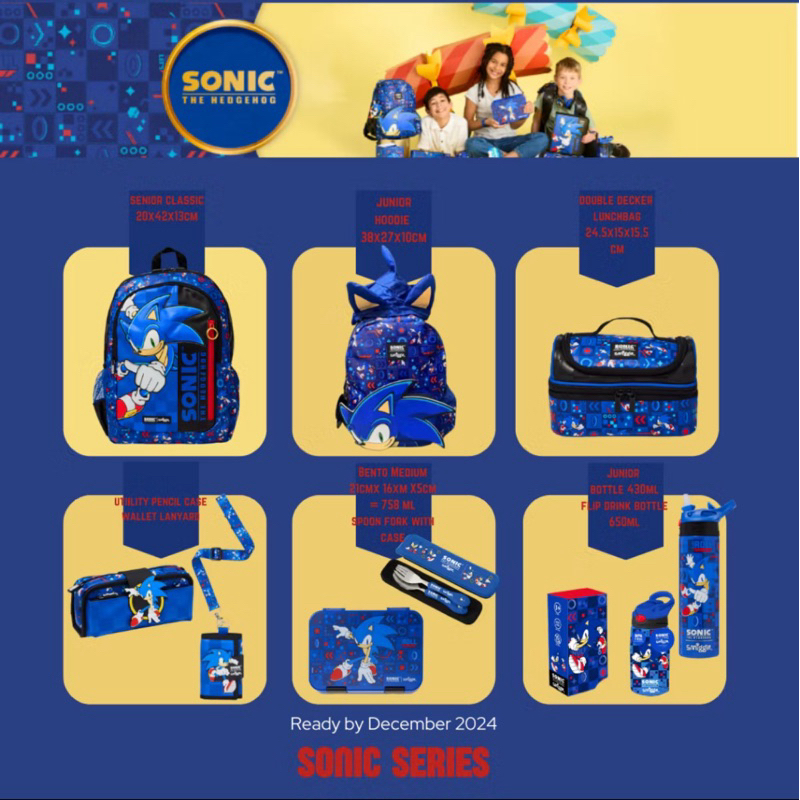 Smiggle SONIC THE HEDGEHOG SERIES backpack/lunch bag/wallet/water ...
