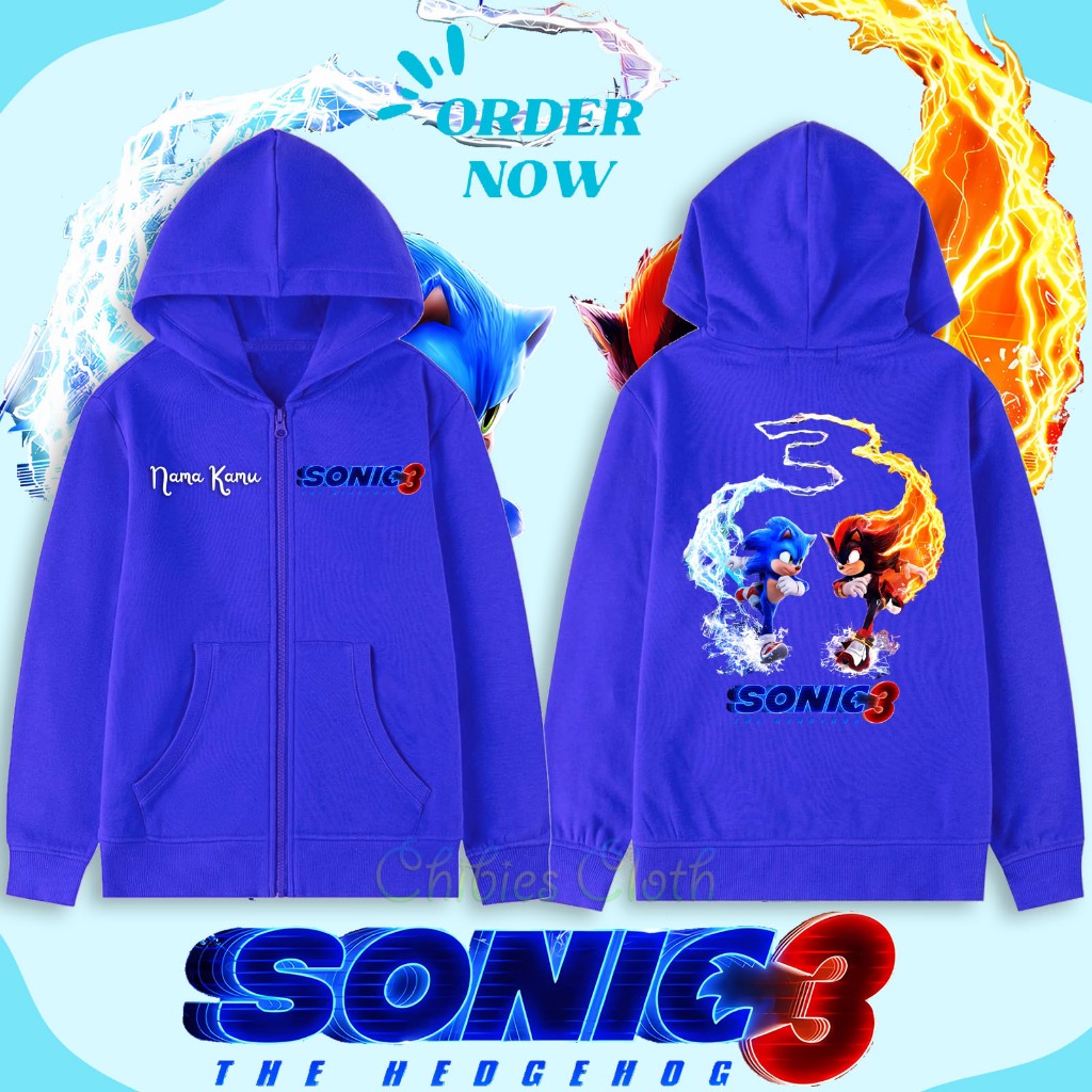 Sonic The Hedgehog Boys' Zipper Jacket / Sonic 3 The Hedgehog Children ...