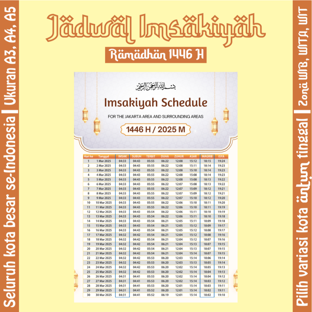 [ Creative ROOM] - SNOW WHITE - Imsakiyah Fasting Ramadan Calendar 1446 ...