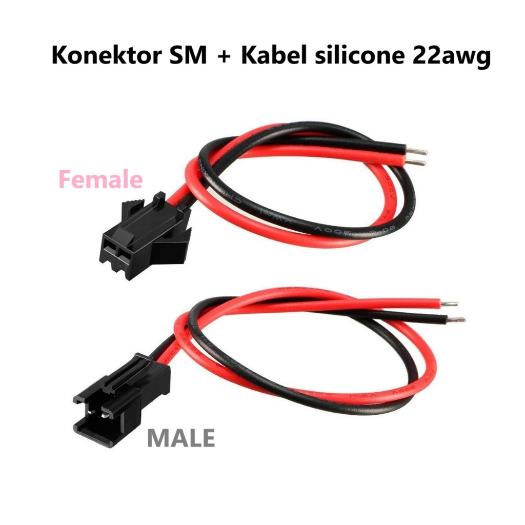 JST SM 2pin DC Socket Cable Connector JST Male female Connector SM2P with flexible 22AWG Silicon ...