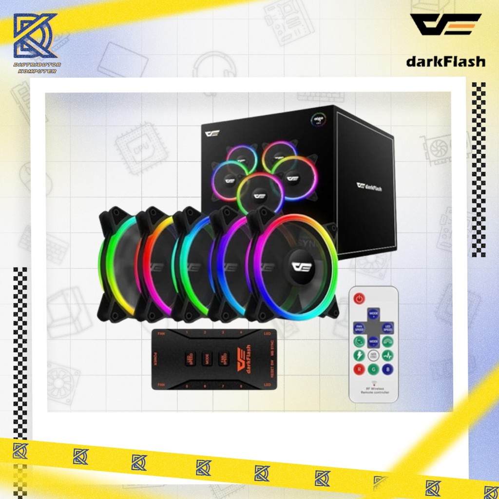 Aigo DarkFlash DR12 PRO 5in1 Double Ring Fan RGB - Five Pack | Shopee ...