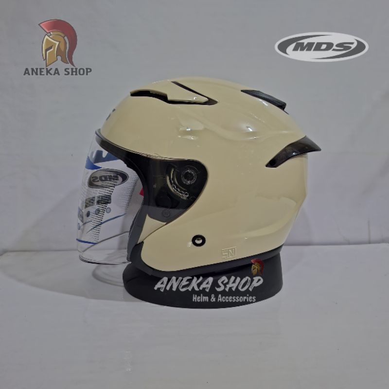MDS VOLTUS SOLID CREAM HELMET | INTERCOM SUPPORT | SINGLE VISOR | SNI ...