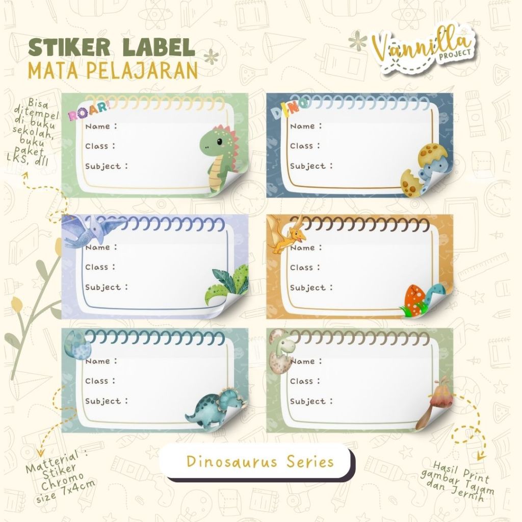 MATA 40 PCS DINOSAUR LESSON EYE STICKERS SCHOOL NAME LABEL STICKERS ...