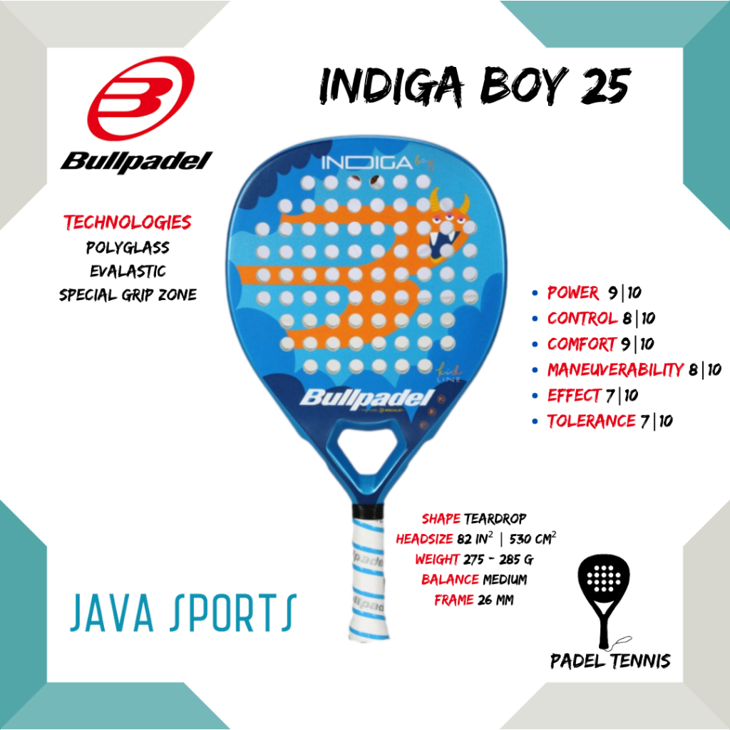 Padel Tennis Racket Bullpadel Indiga Boy Official Official Original ...
