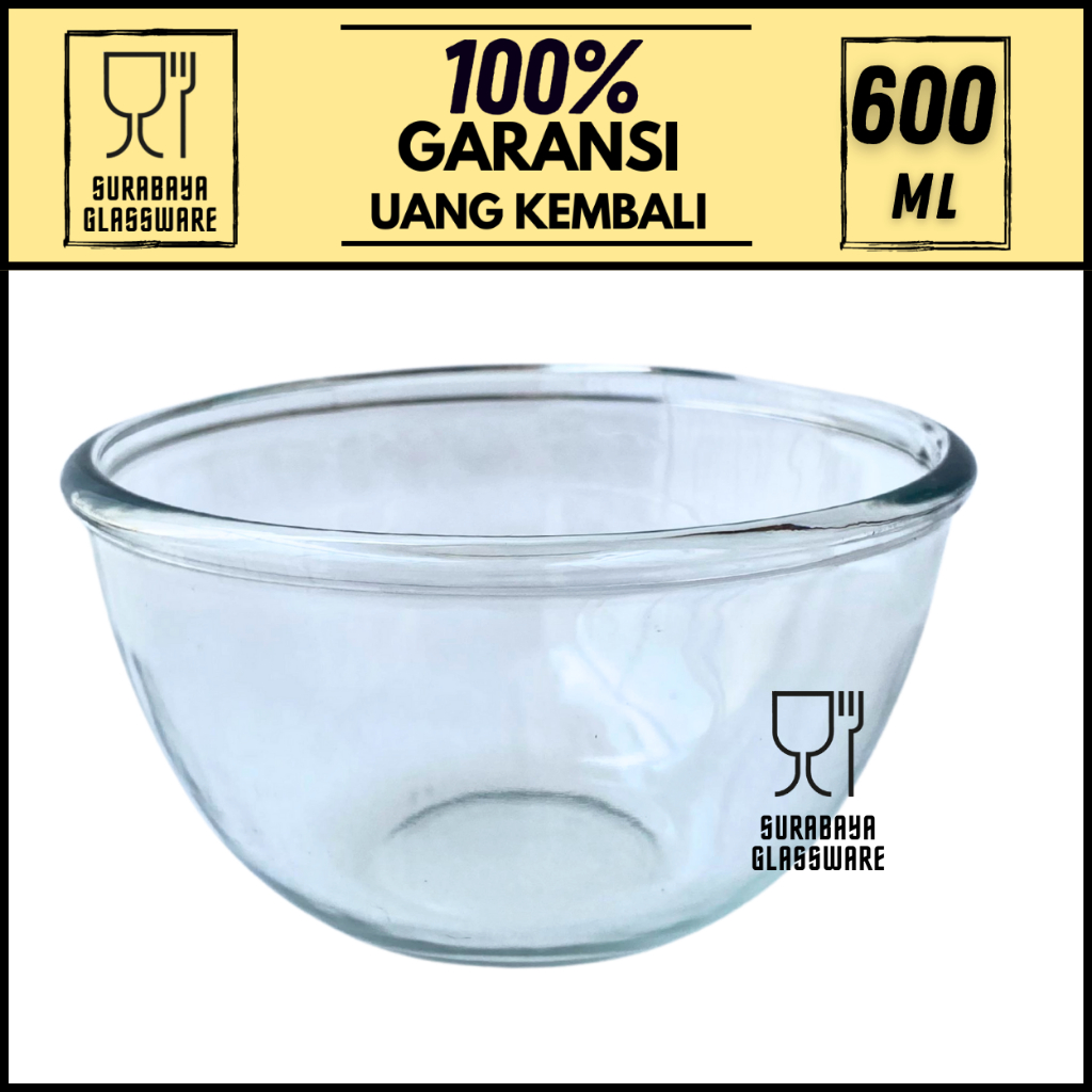 MIXING BOWL THICK GLASS BOWL 600 ML 1 LITER AESTHETIC SMALL LARGE CLEAR ...