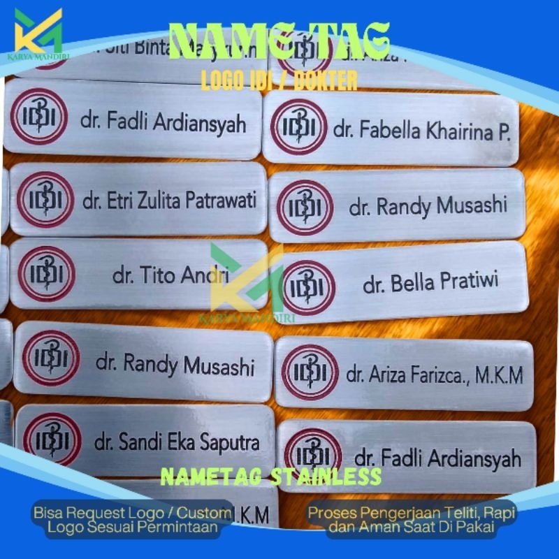 Nametag Chest Nameplate Stainless Nametag Doctor Name Tag IDI Logo ...