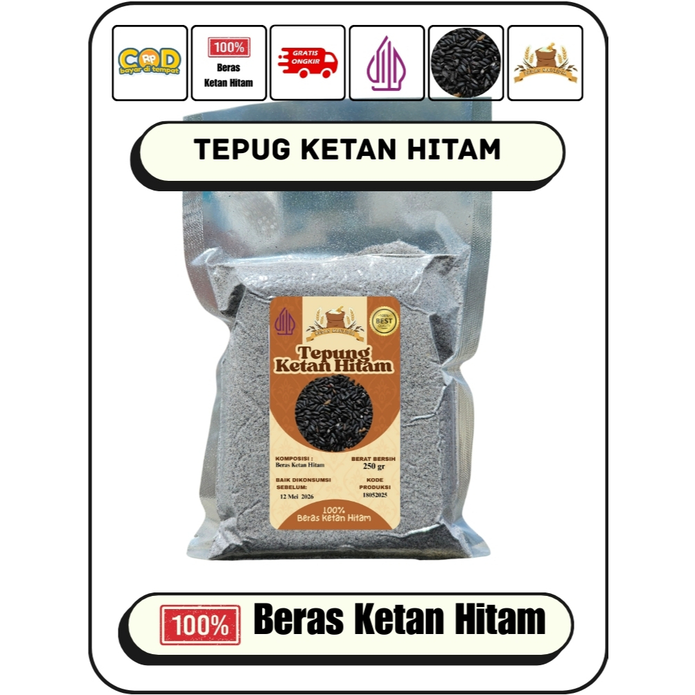 HITAM Vacuum Packed Black Glutinous Rice Flour 250gr 500gr 1kg 100% ...