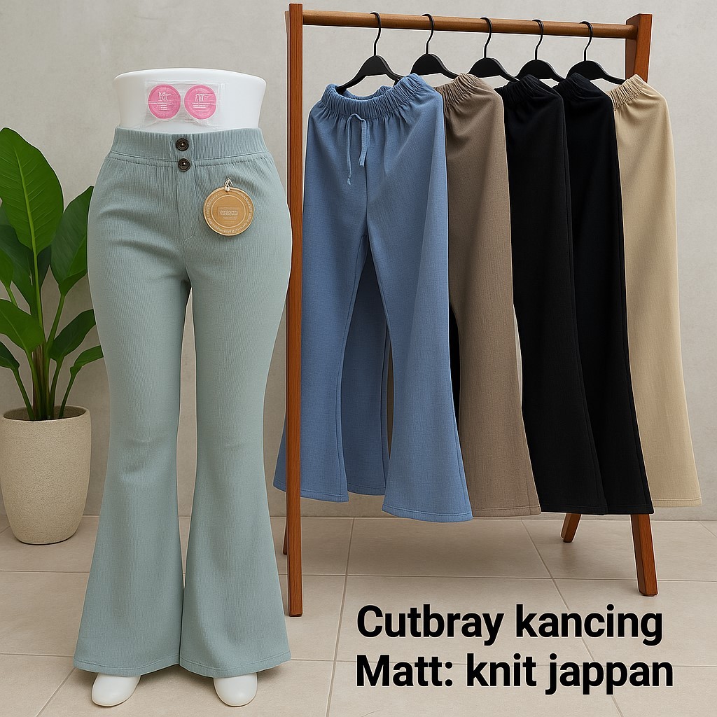 High Waist Button Cutbray - Contemporary Jappan Knit Pants | Shopee ...