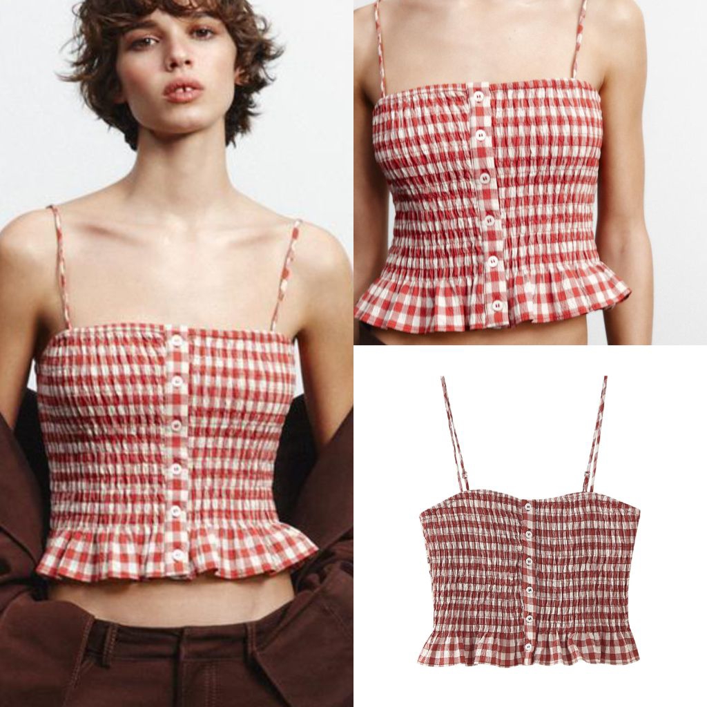 Red Grid Crop Top 77601 (TN) | Shopee Singapore
