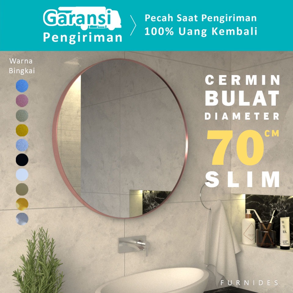 Round Mirror Diameter 70 cm | Slim Frame | Shopee Singapore