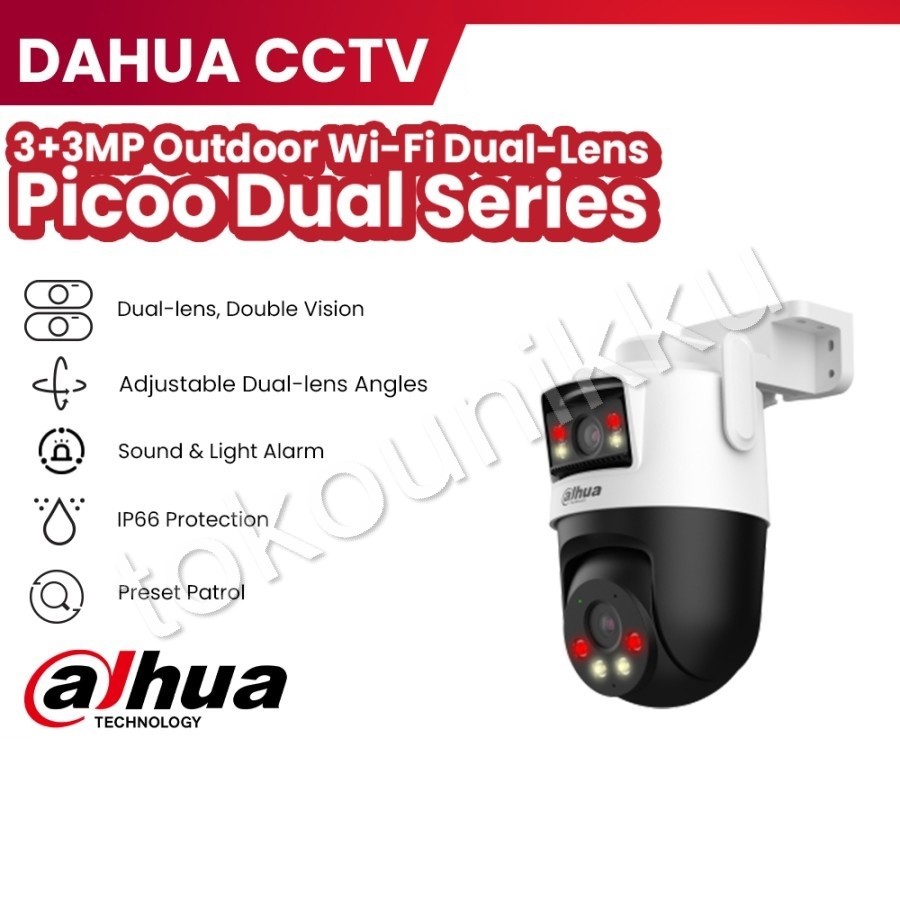 Dahua Picoo Dual Series 3+3MP Outdoor Wi-Fi Dual-Lens Pan & Tilt Camera ...