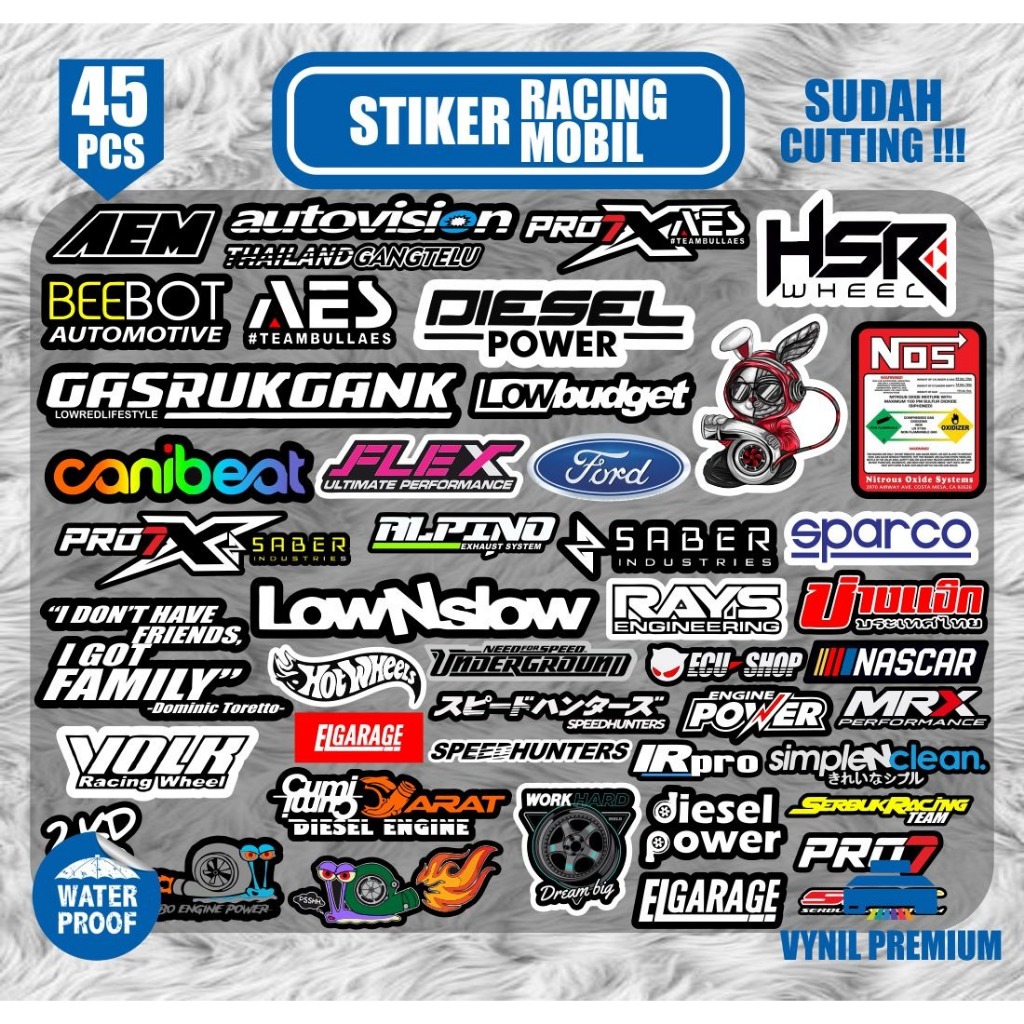 Sponsor racing stickers, racing car racing workshop, contains 45 racing ...