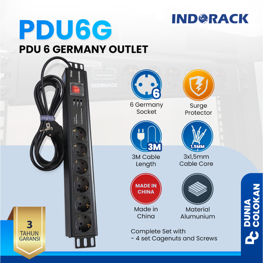 Pdu6g PDU INDORACK 6 Outlet 16A Germany Socket Power Distribution Unit ...