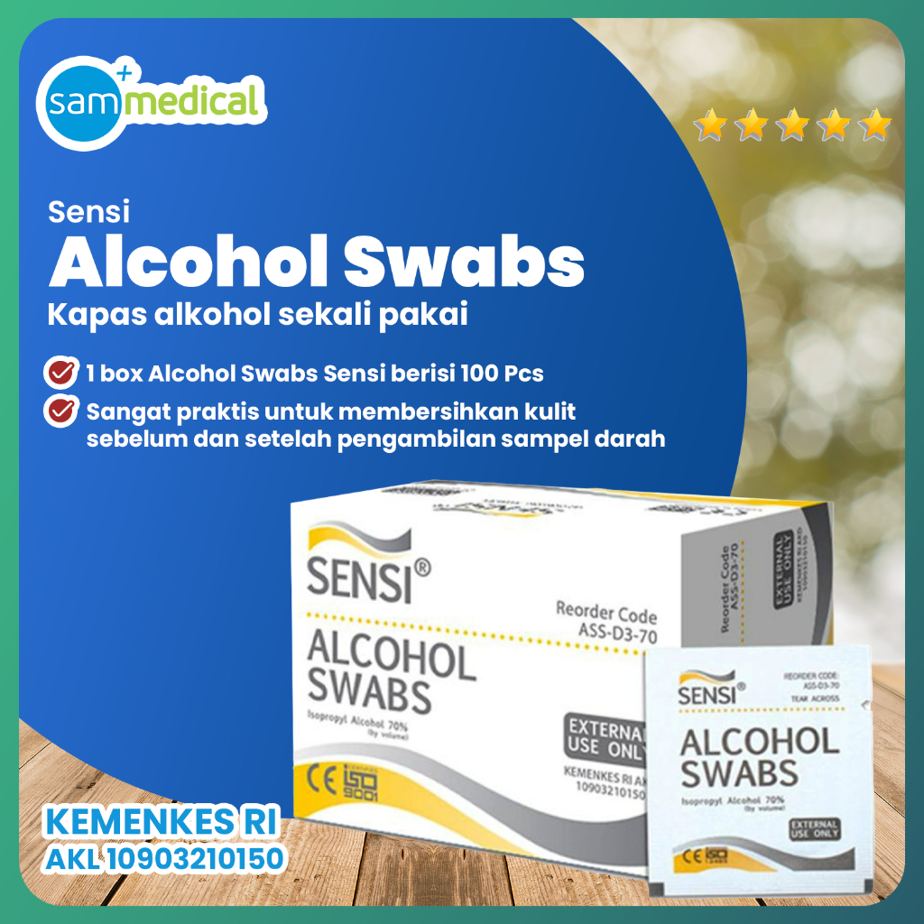 SENSI Alcohol Swab / Alcohol Tissue / Alcohol Wet Wipes @100 pcs ...