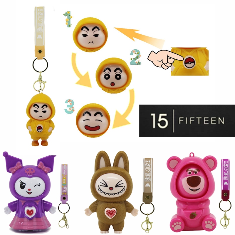 SHINCHAN GANTUNGAN Labubu Kuromi Lotso Keychan Face Changing Toy ...