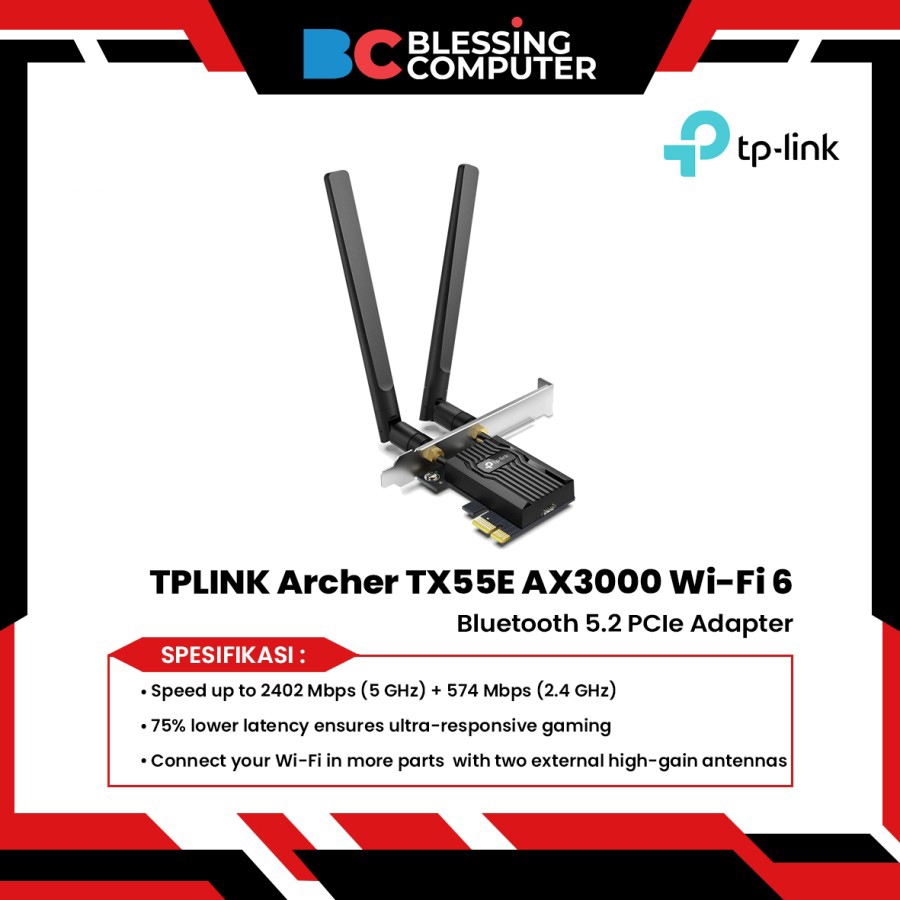 TPLINK Archer TX55E AX3000 Wi-Fi 6 Bluetooth 5.2 PCIe Adapter | Shopee ...