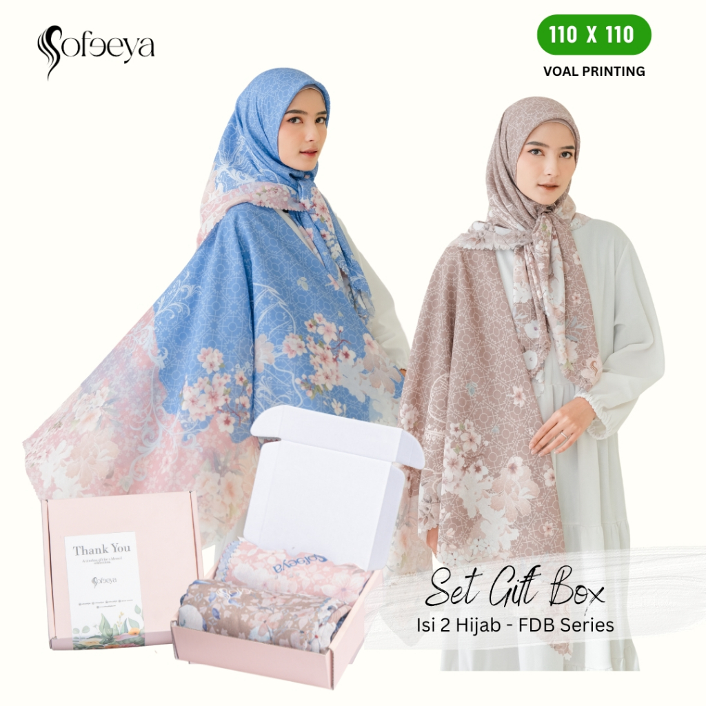 Sofeeya - Hijab Hampers containing 2 Square Voal Hijabs with Motifs ...