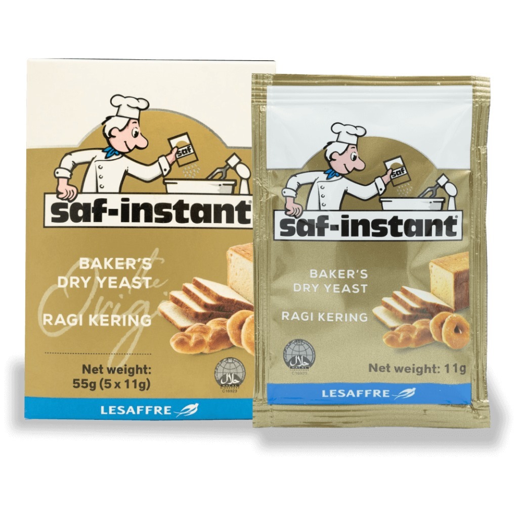 SAF INSTANT GOLD DRY YEAST SACHET 11GR X 4 = 1 BOX PLASTIC WRAP FOR ...