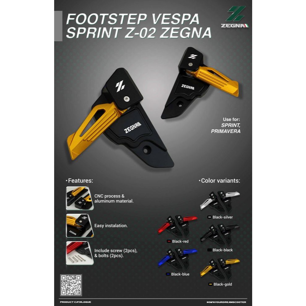 Footstep Vespa Sprint Primavera Z-02 Zegna | Shopee Singapore