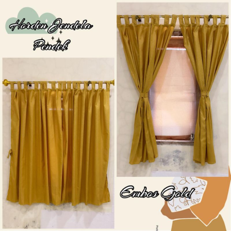 Short Rope Curtains Room Window Curtains Embossed Plain Gold Uk'120x115 ...