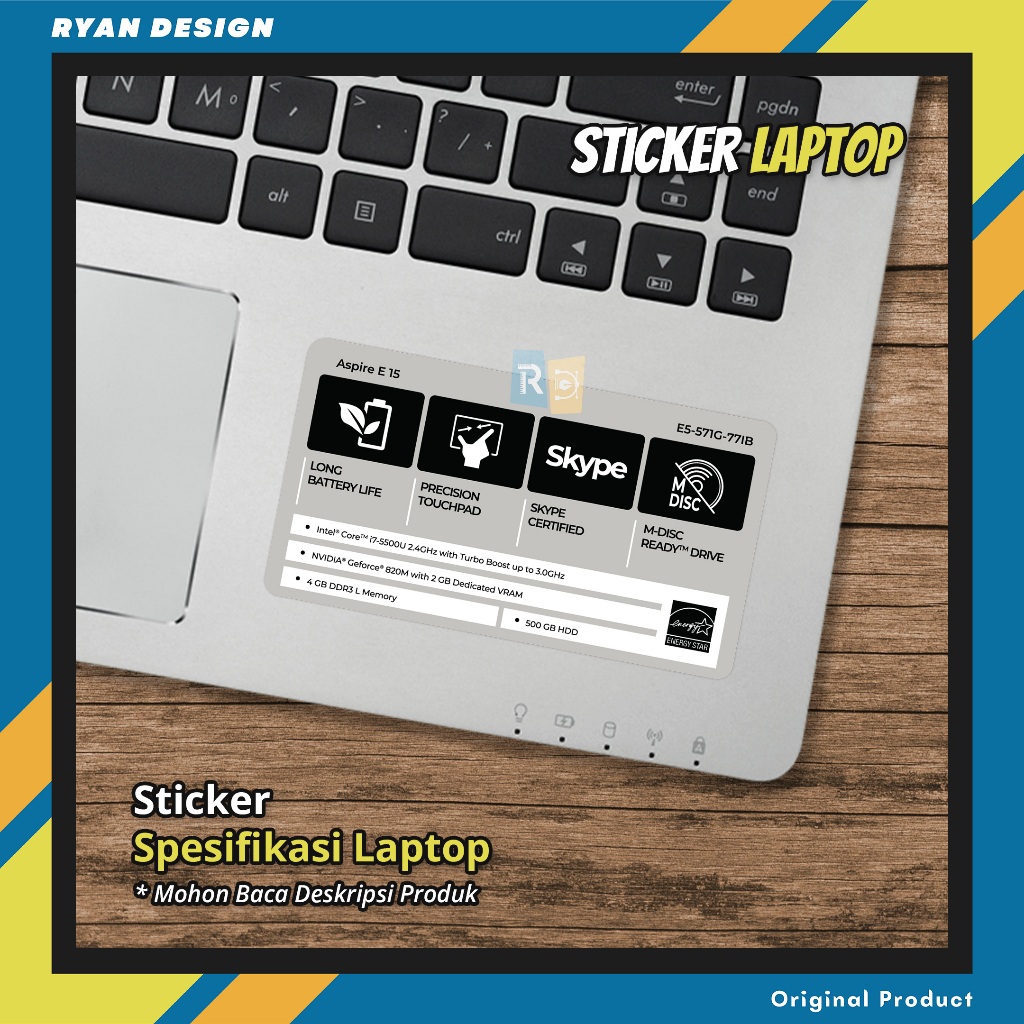 Acer E5 571G Laptop Logo Sticker Laptop Feature Specifications Sticker ...