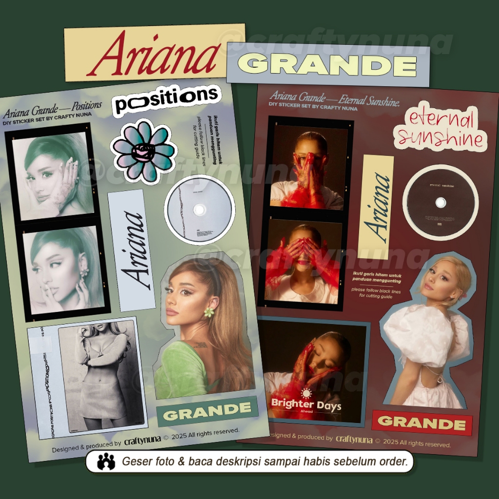 ARIANA GRANDE POSITIONS & ETERNAL SUNSHINE FANMADE DIY STICKER SET deco ...