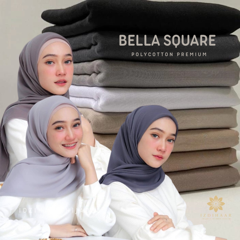 BELLA SQUARE PREMIUM Square Hijab 50 Colors Bella Square Polycotton ...