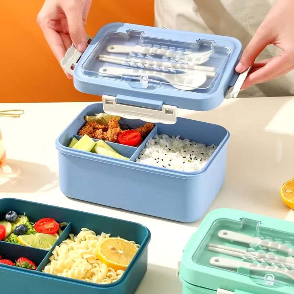 Wheatstraw 3 Grid Lunch Box 3 Compartments 1000 ml Lunch Box | Shopee ...