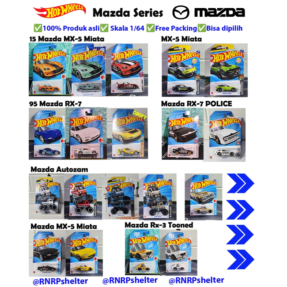 Hotwheels Hot wheels Regular Card original Mattel - Mazda series ...