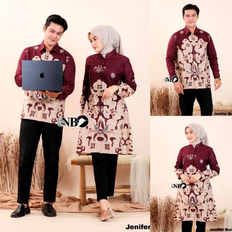 Batik Tunic Couple batik Couple Modern Long Sleeve batik uniform ...