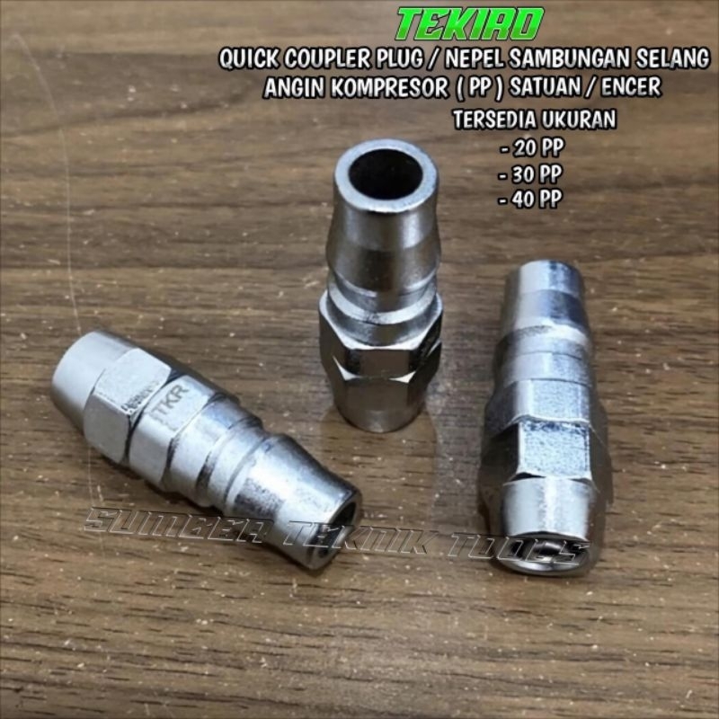Tekiro Quick Coupler Plug / Compressor Air Hose Connection Nepel Various Sizes 20 PP / 30 PP ...
