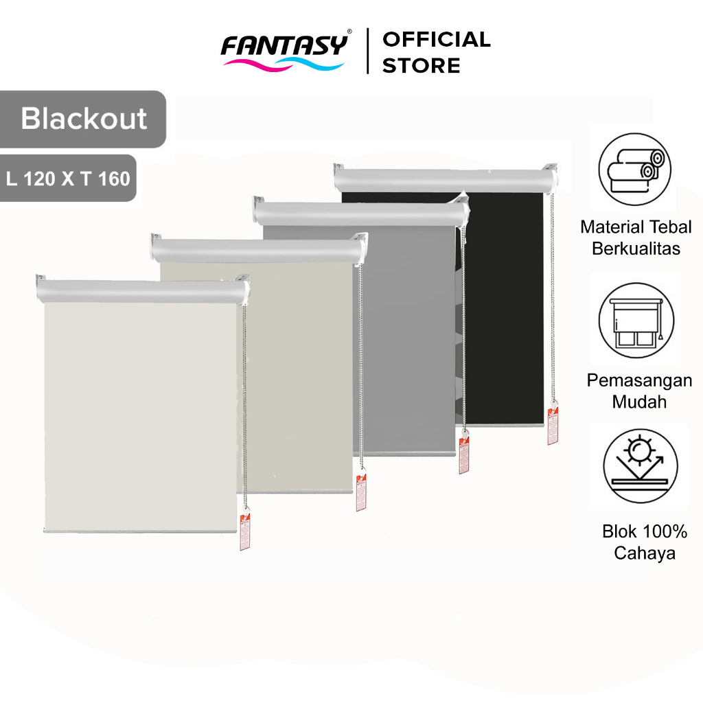 Fantasy Roller Blind Black Out 120 x 160 cm Roll Up Window Curtain ...