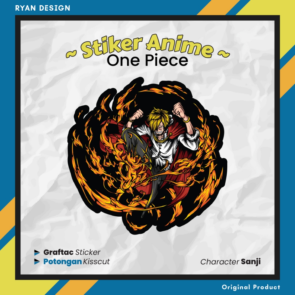 Ryan Design One Piece Sanji Anime Sticker - Graftac Kisscut Cut Sticker ...