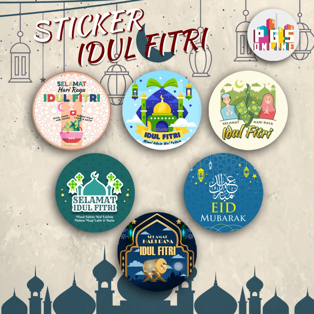 Eid STICKER 2025 ROUND BONDAC DIAMETER 5 CM Eid UL FITRI / Eid / Hari ...